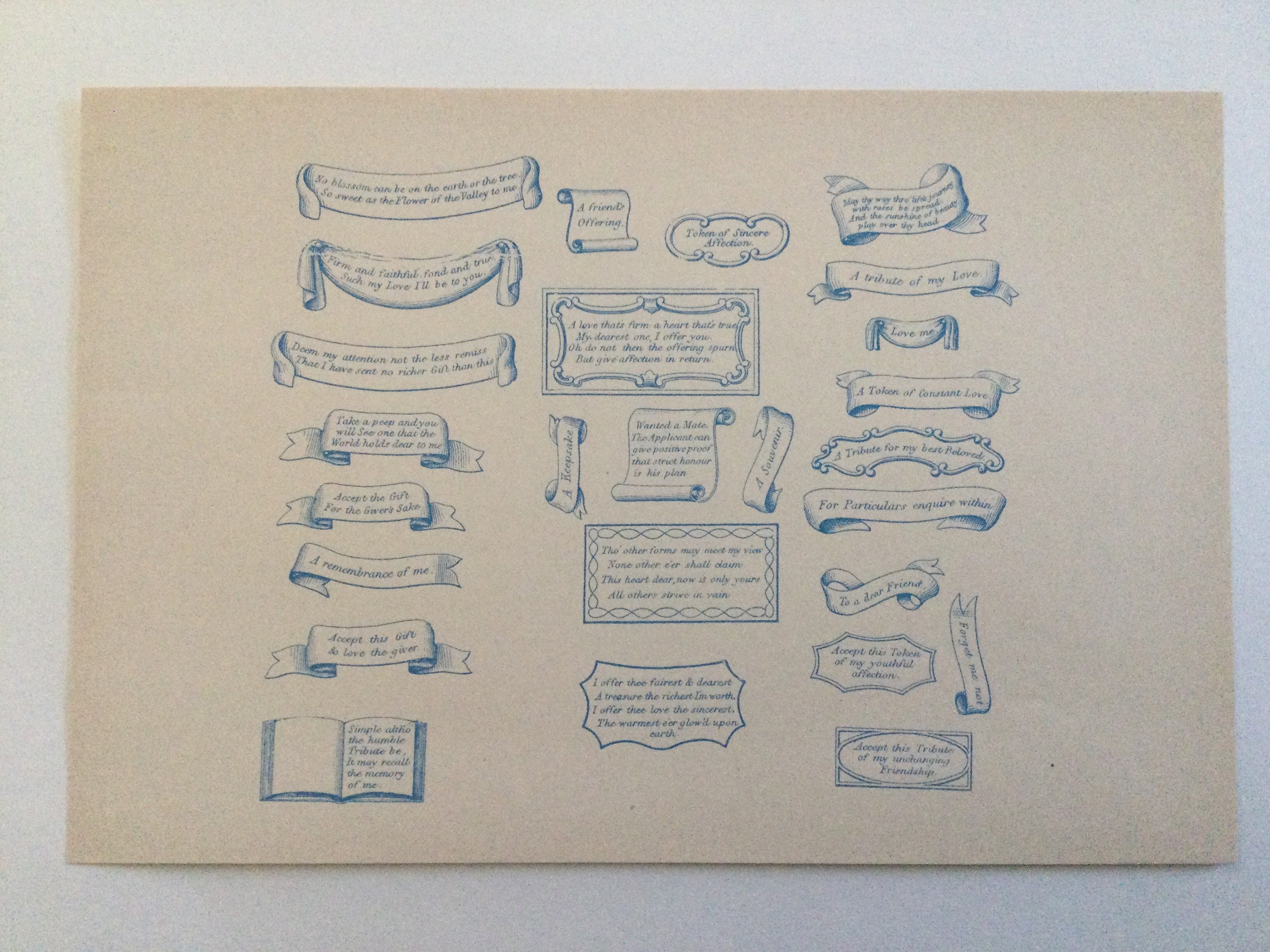 Victorian Motto Sheet, Early 1800s Printed Mottos for Valentines ...