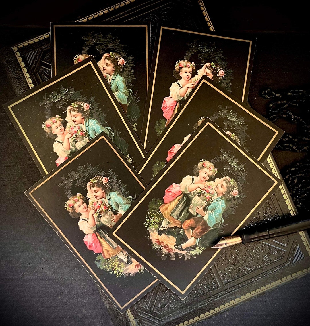 Original Antique Lithograph Cards of Sweethearts in Garden - Etsy