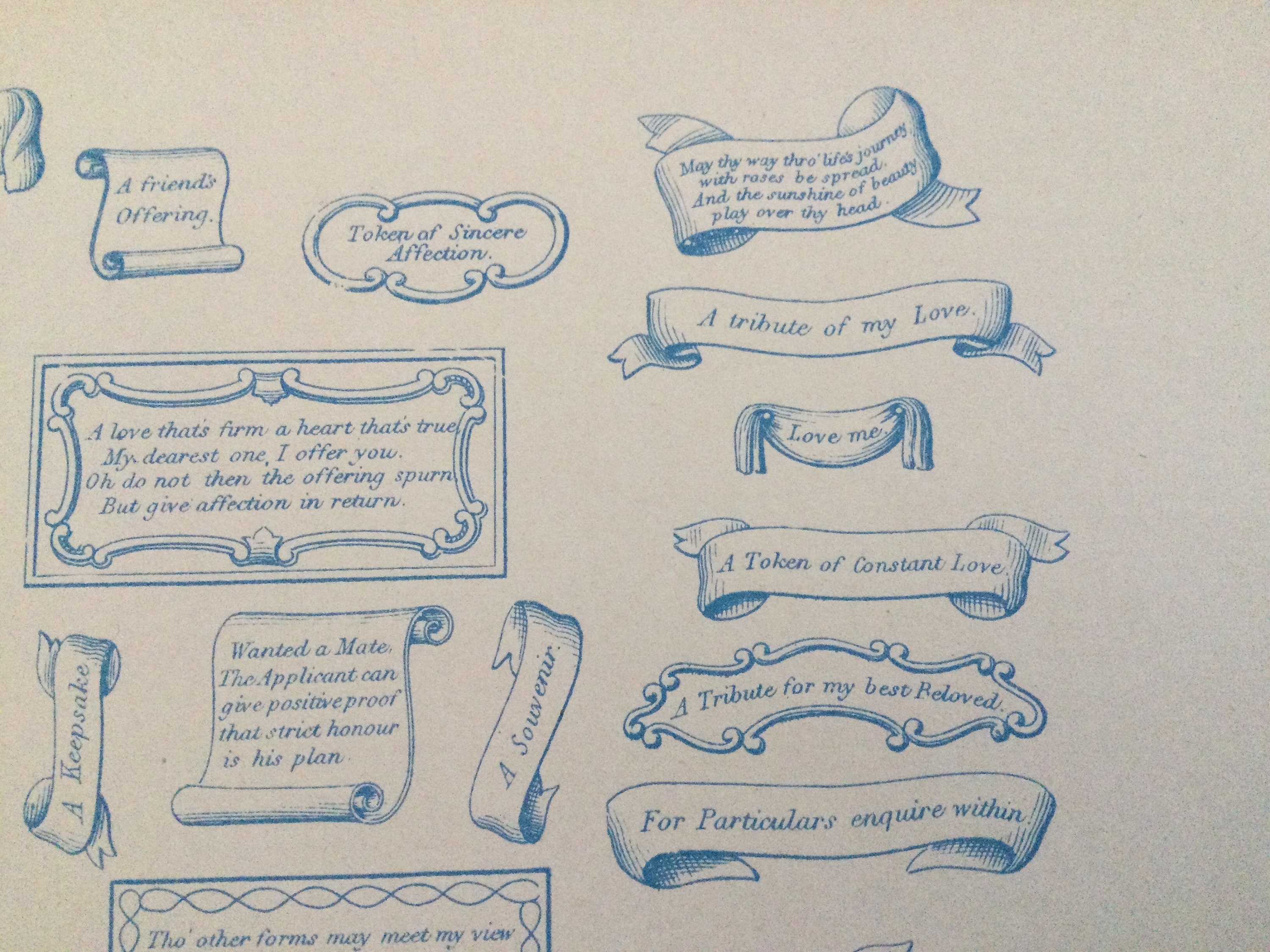 Victorian Motto Sheet, Early 1800s Printed Mottos for Valentines ...