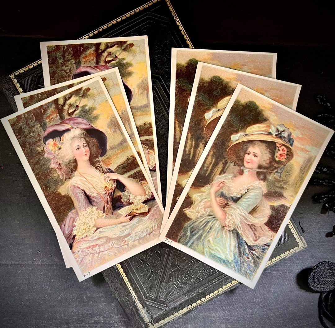 Original Antique Lithograph Cards of Beautiful Women Set of 6 in 2 ...