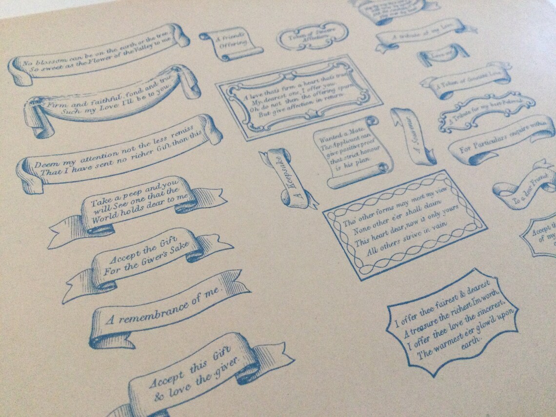 Victorian Motto Sheet, Early 1800s Printed Mottos for Valentines ...