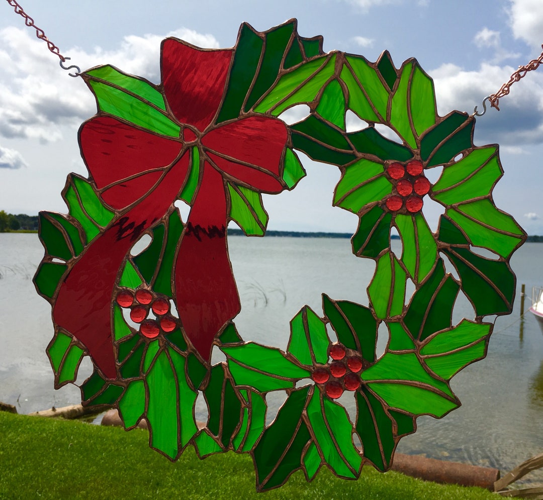 Stained Glass Christmas Wreath - Etsy