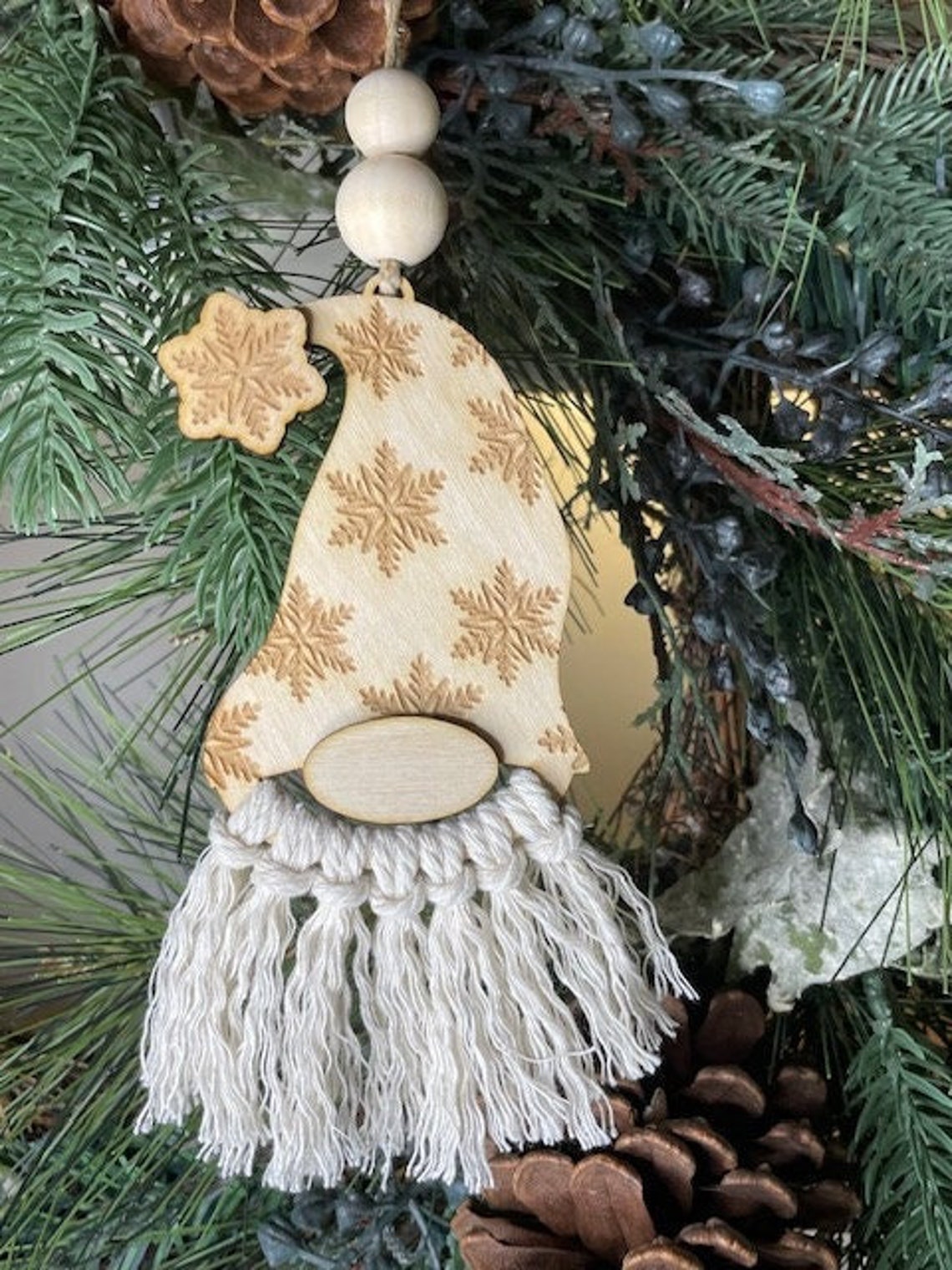 Holiday Gnome With Macrame Beard Ornament - Etsy