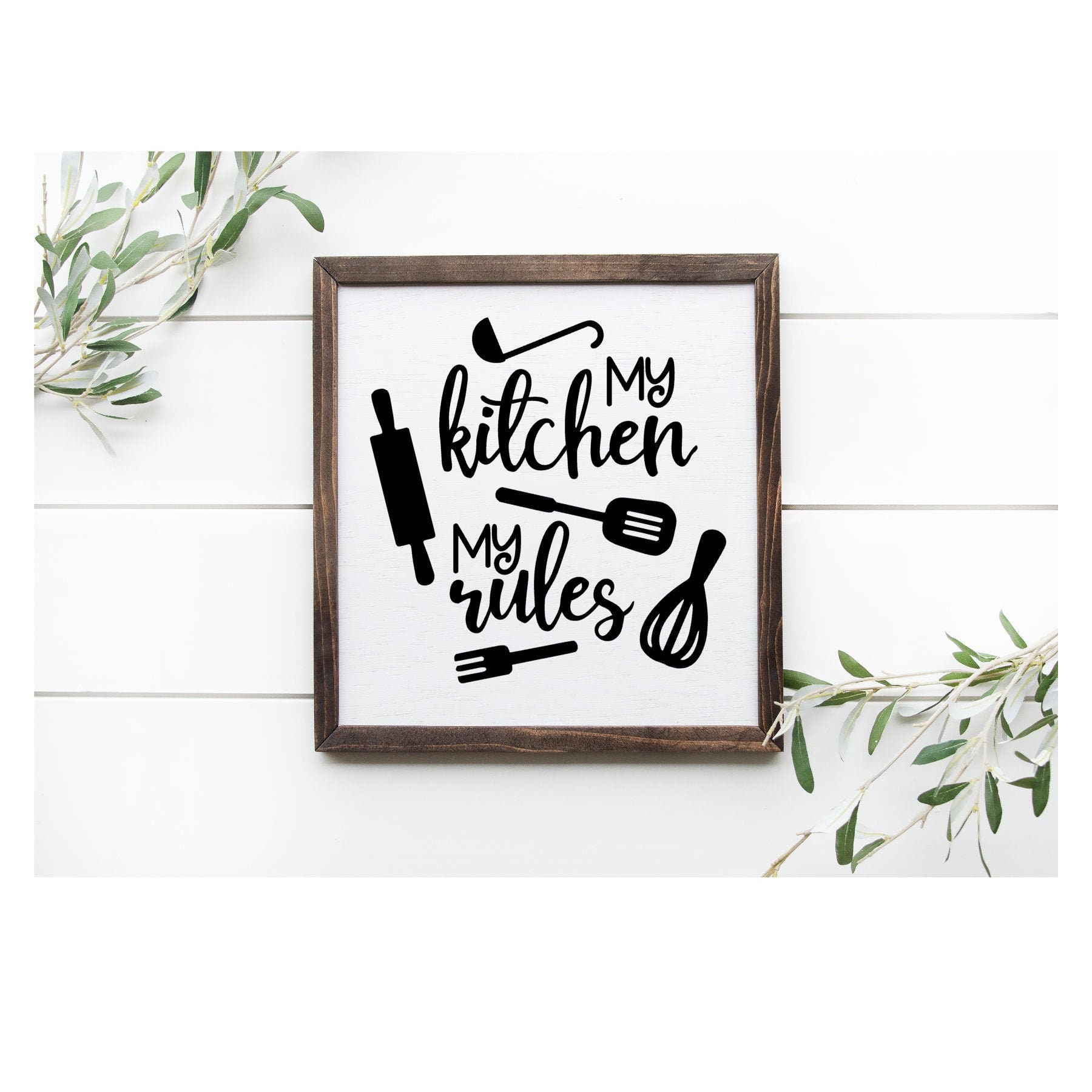 My Kitchen My Rules 12 x 12 Framed Sign Rustic Wood Signs | Etsy