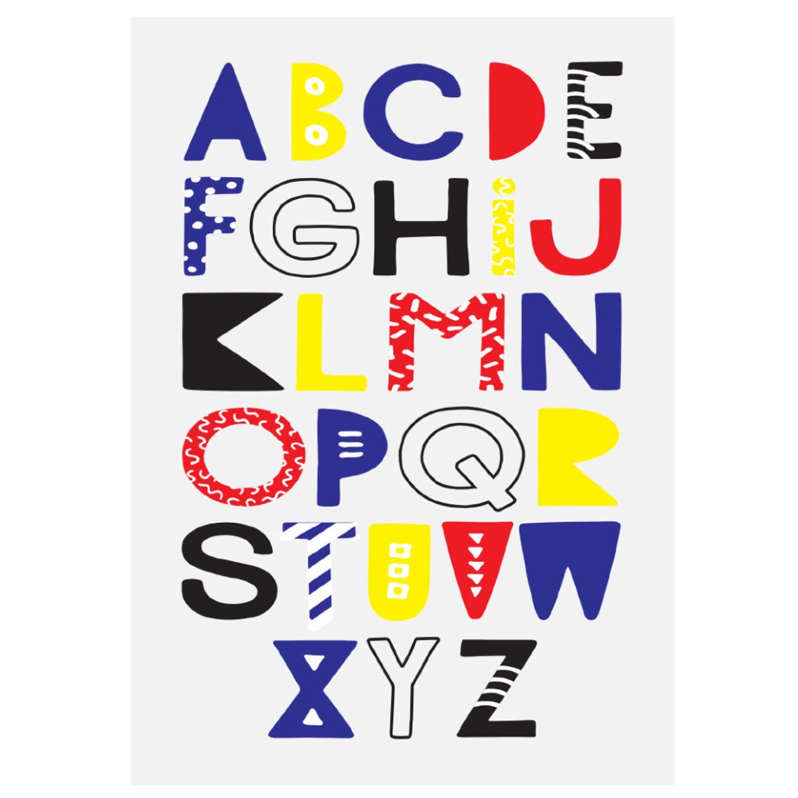 ABC Typo Poster for Children Primary Colors ABC Baby - Etsy UK