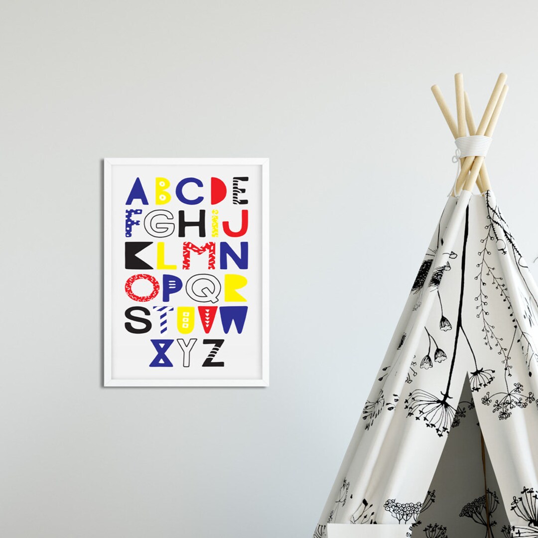 ABC Typo Poster for Children Primary Colors ABC Baby - Etsy UK