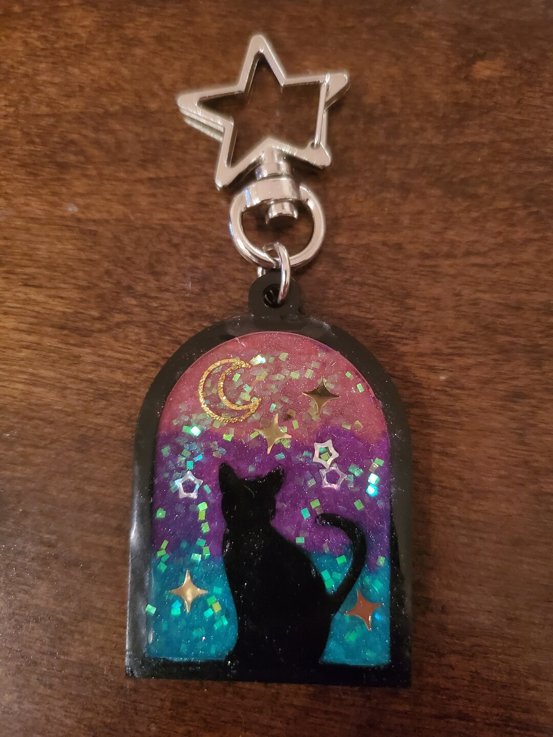 Black Cat Silhouette Bezel Key Chain - Etsy