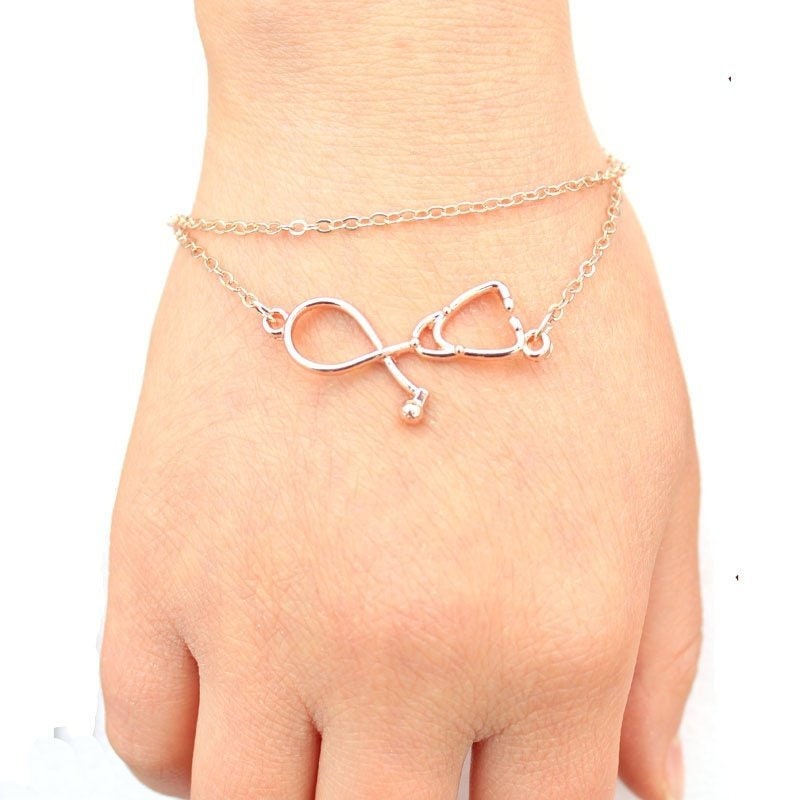 Rose Gold Stethoscope Bracelet Silver Stethoscope Bracelet | Etsy