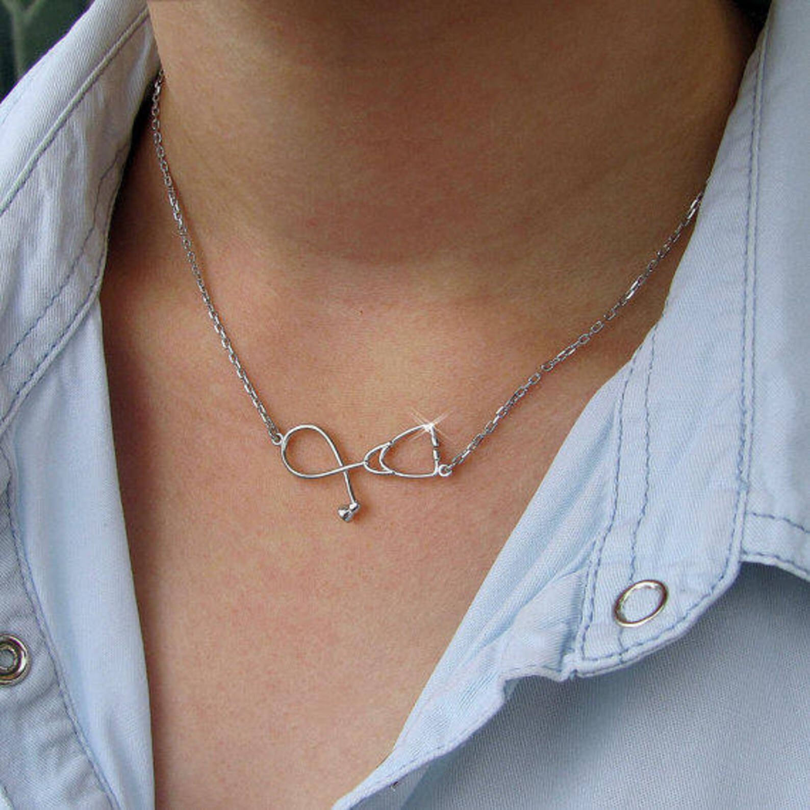 Rose Gold Stethoscope Necklace Silver Stethoscope Necklace | Etsy