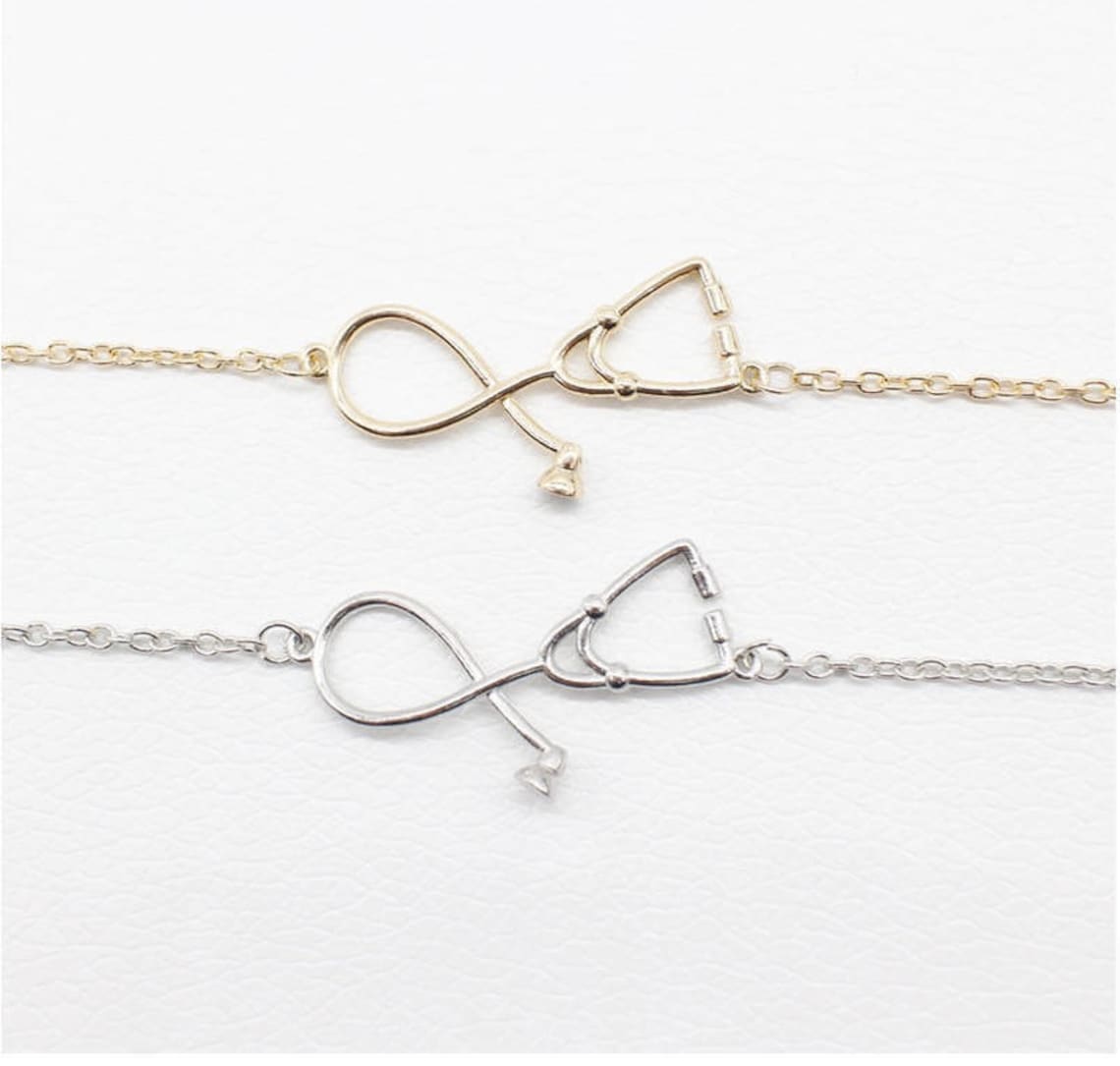 Rose Gold Stethoscope Necklace Silver Stethoscope Necklace | Etsy