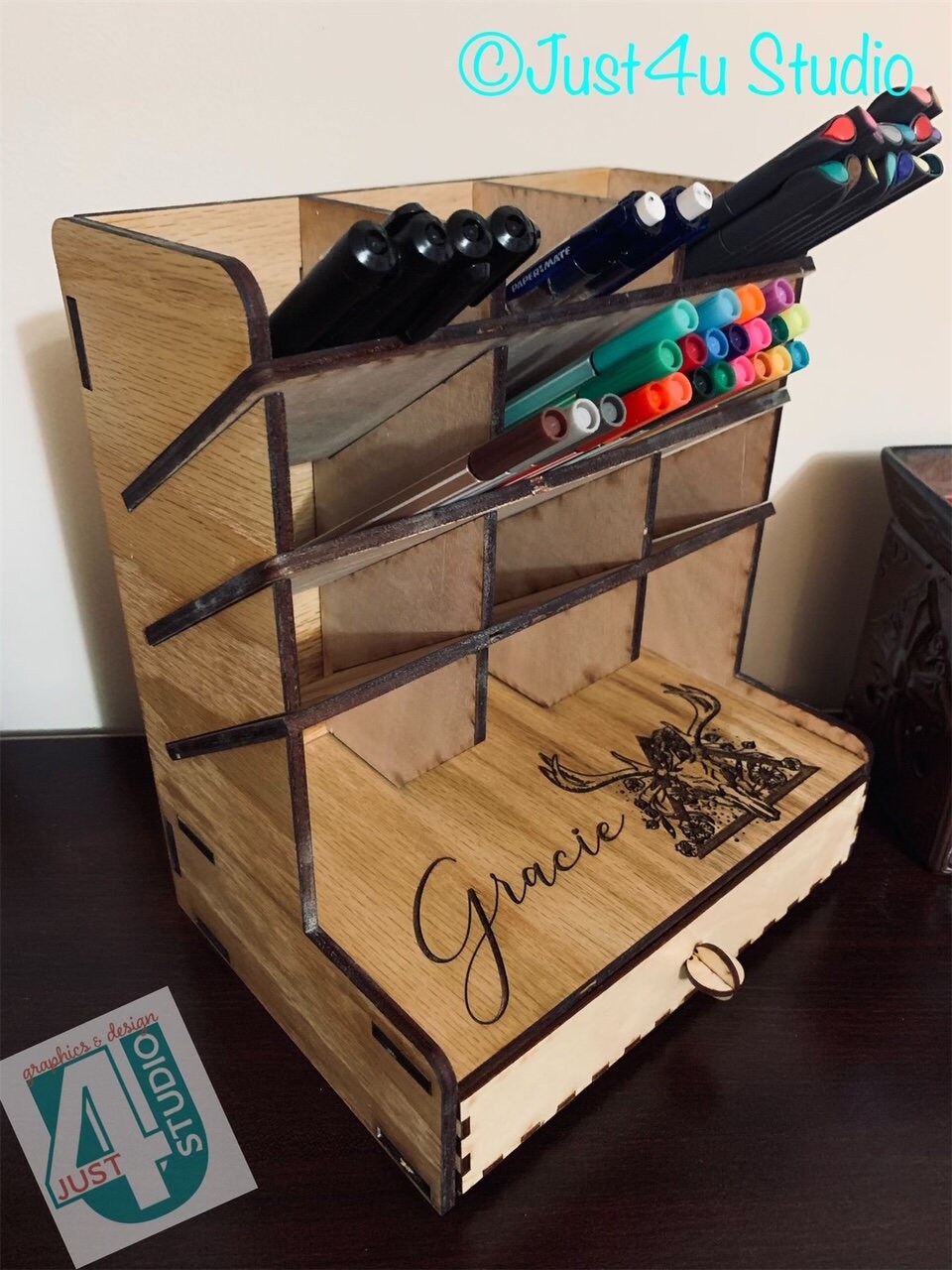 Desk Organizer for Pens Digital File SVG - Etsy