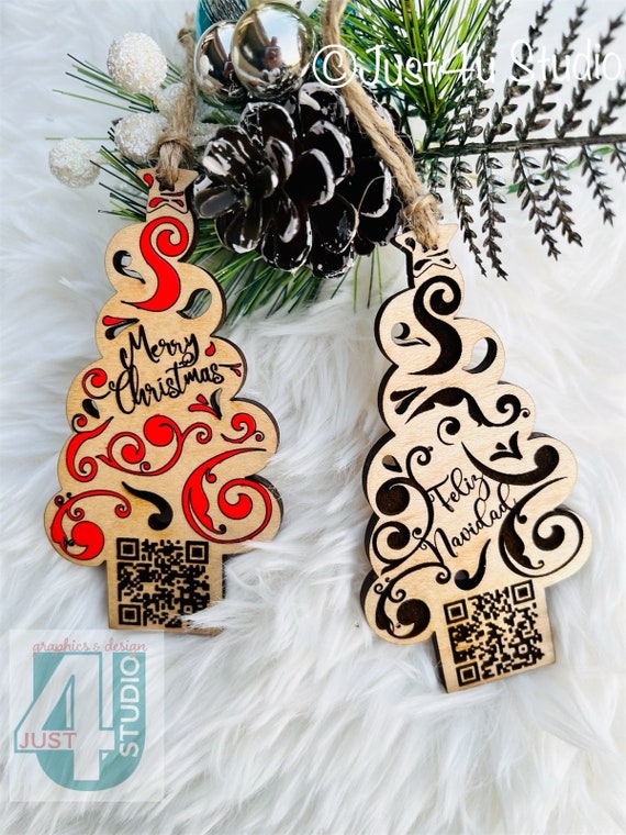 Digital File for 2 Christmas Tree Ornaments With QR Codes That | Etsy