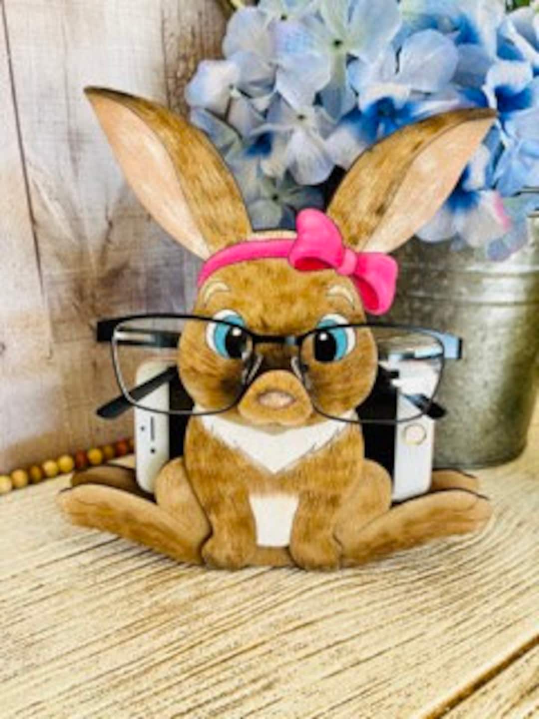 Happy Bunny Cell and Eyeglass Holder DIGITAL FILE for Cutting, Laser ...