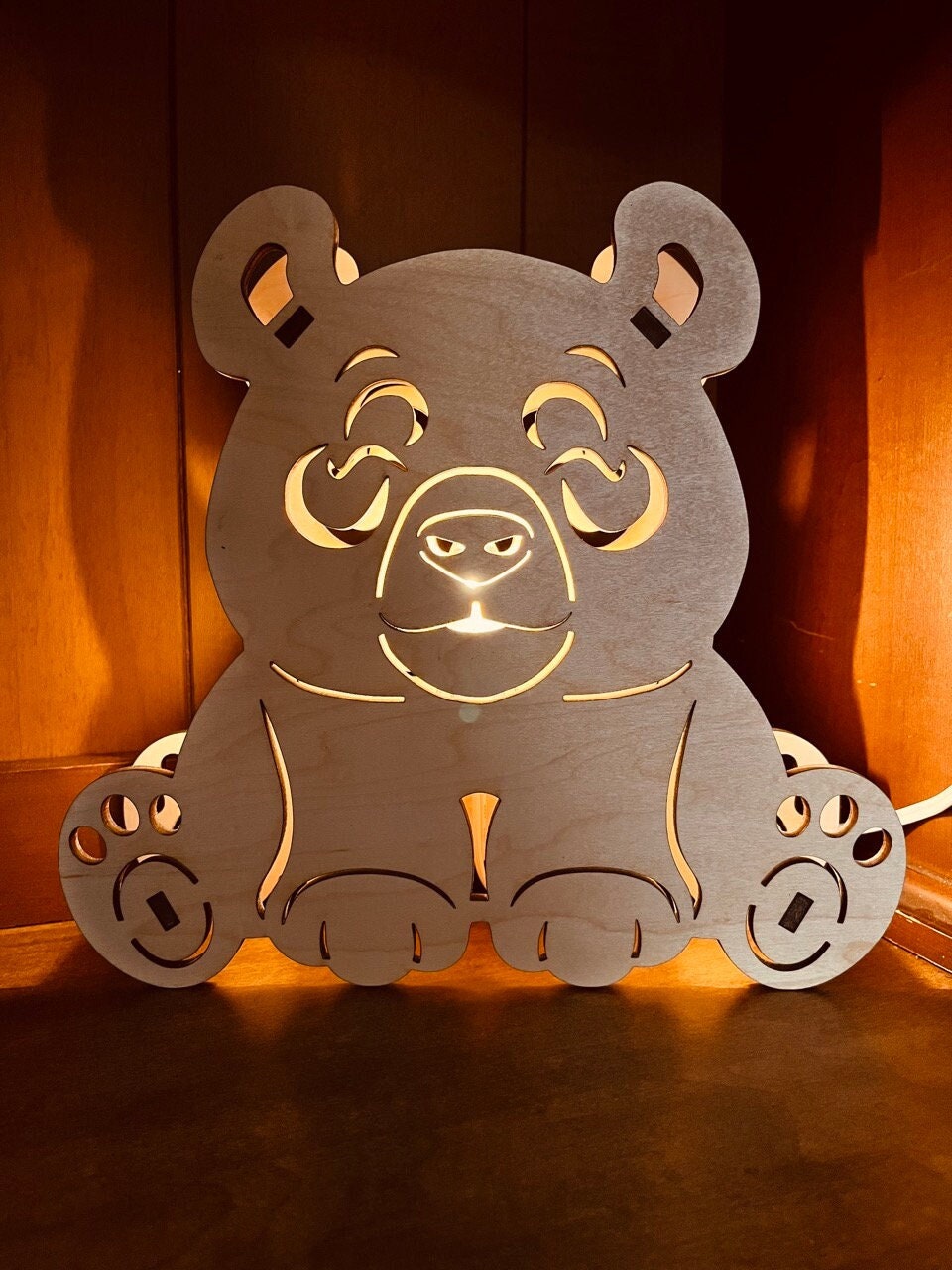 Wooden Personalized Teddy MDF Laser Cut LED Night Lamp