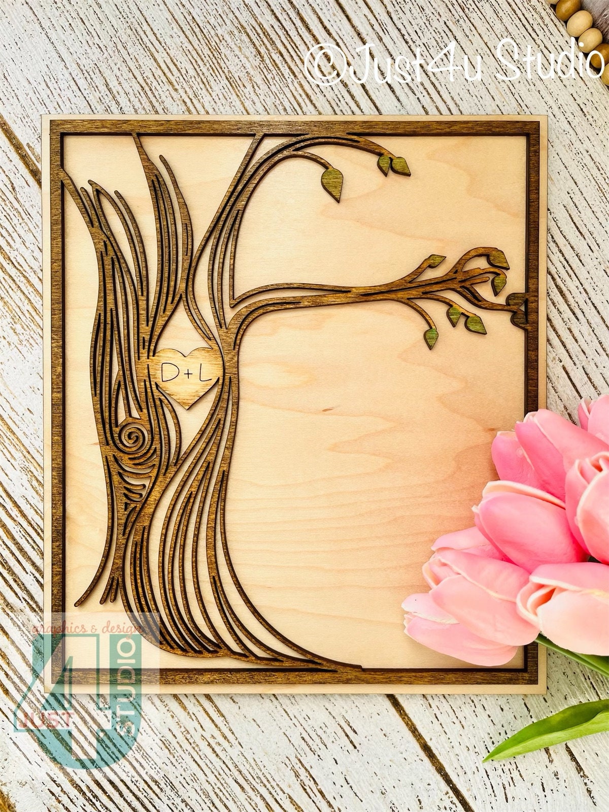 Tree Heart Initials Wall Art Digital File to Use for Cutting - Etsy