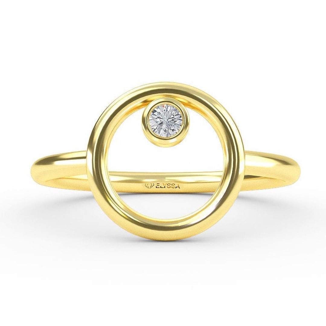 Open Circle Diamond Ring 14K Gold Diamond Karma Ring - Etsy