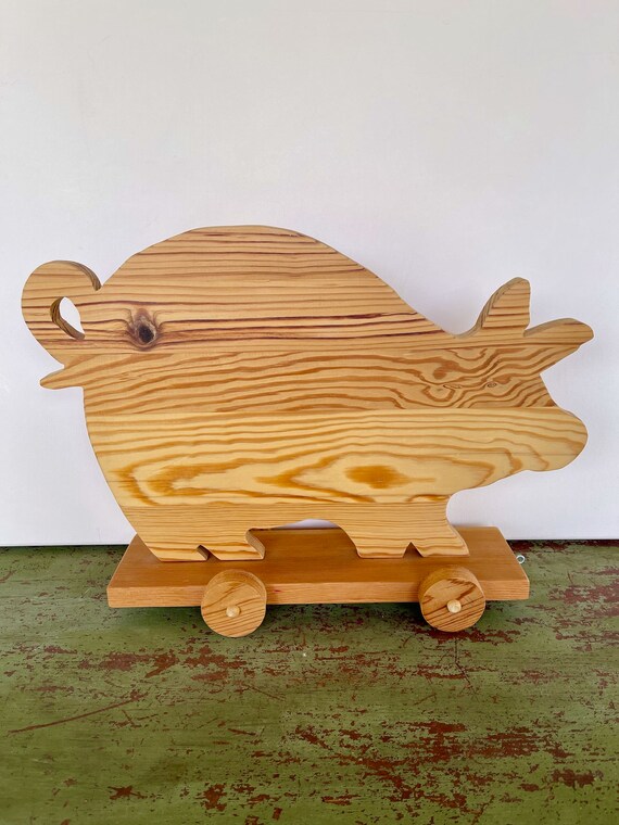 Handcrafted Wooden Pig on Wheels for DISPLAY Only Reclaimed - Etsy