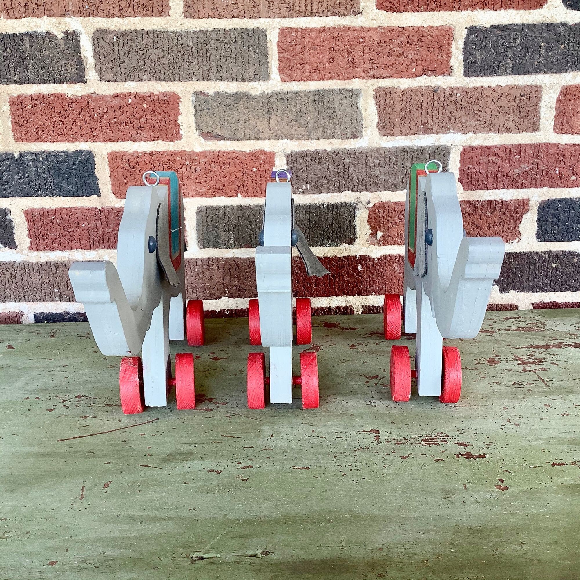 Handcrafted Painted Wood Elephants on Wheels for DISPLAY Only - Etsy UK