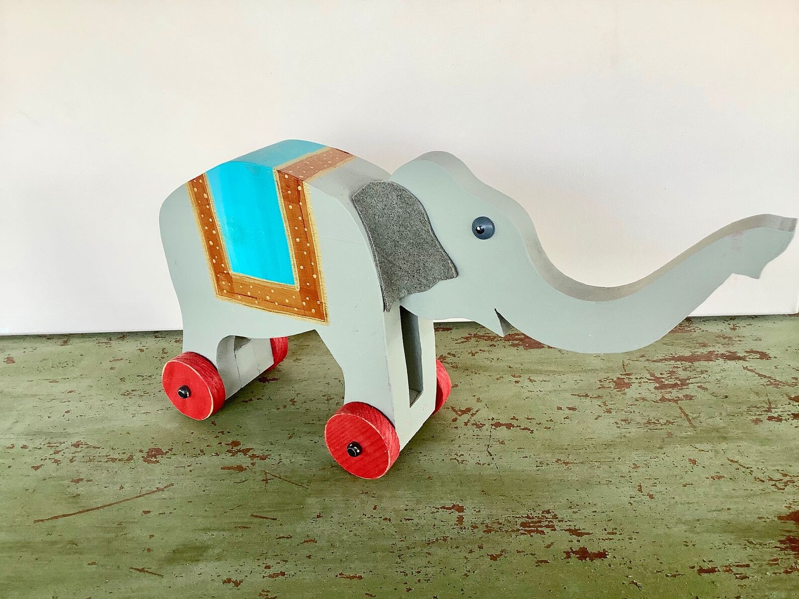 Handcrafted Painted Wood Elephants on Wheels for DISPLAY Only - Etsy