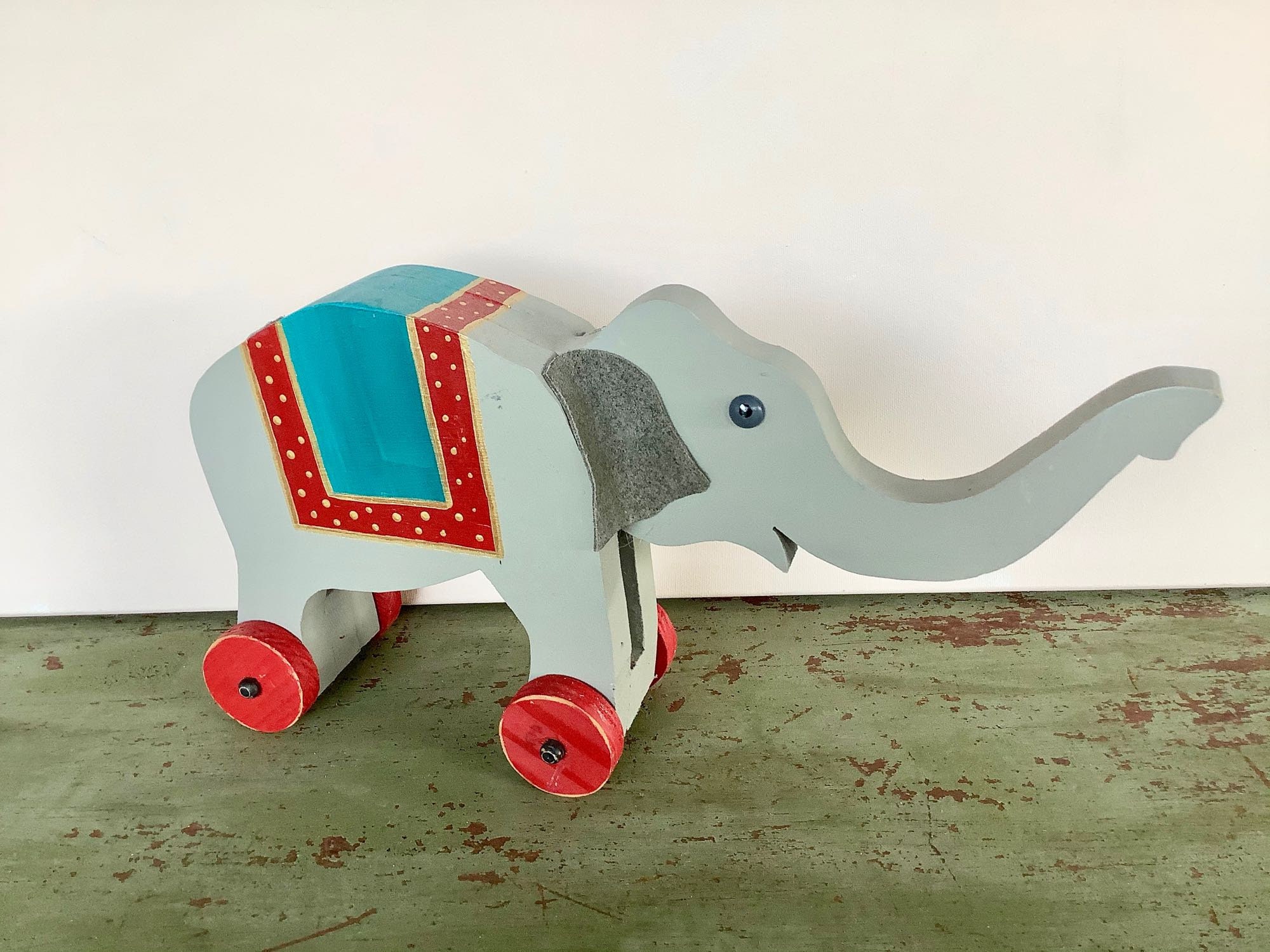 Handcrafted Painted Wood Elephants on Wheels for DISPLAY Only | Etsy