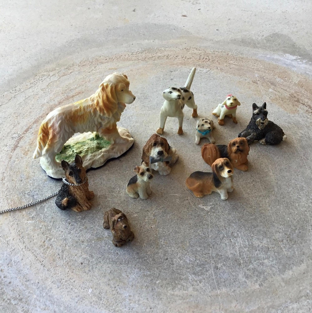 Vintage Plastic Dog Figurine Collection: Spaniel, Shepherd, Dalmatian ...