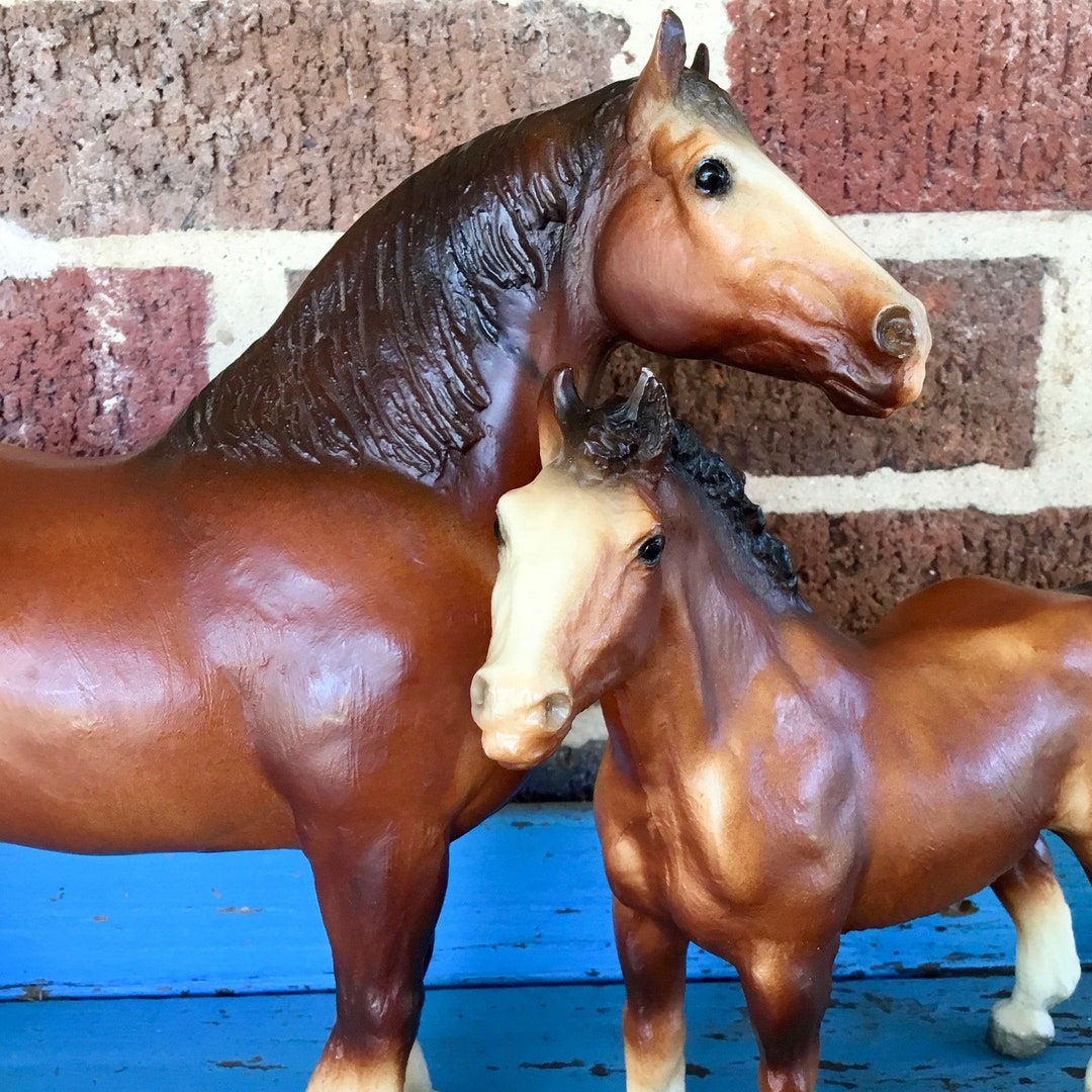 Vintage Breyer Clydesdale Gift Set Mare and Foal Horse Model #8384 ...