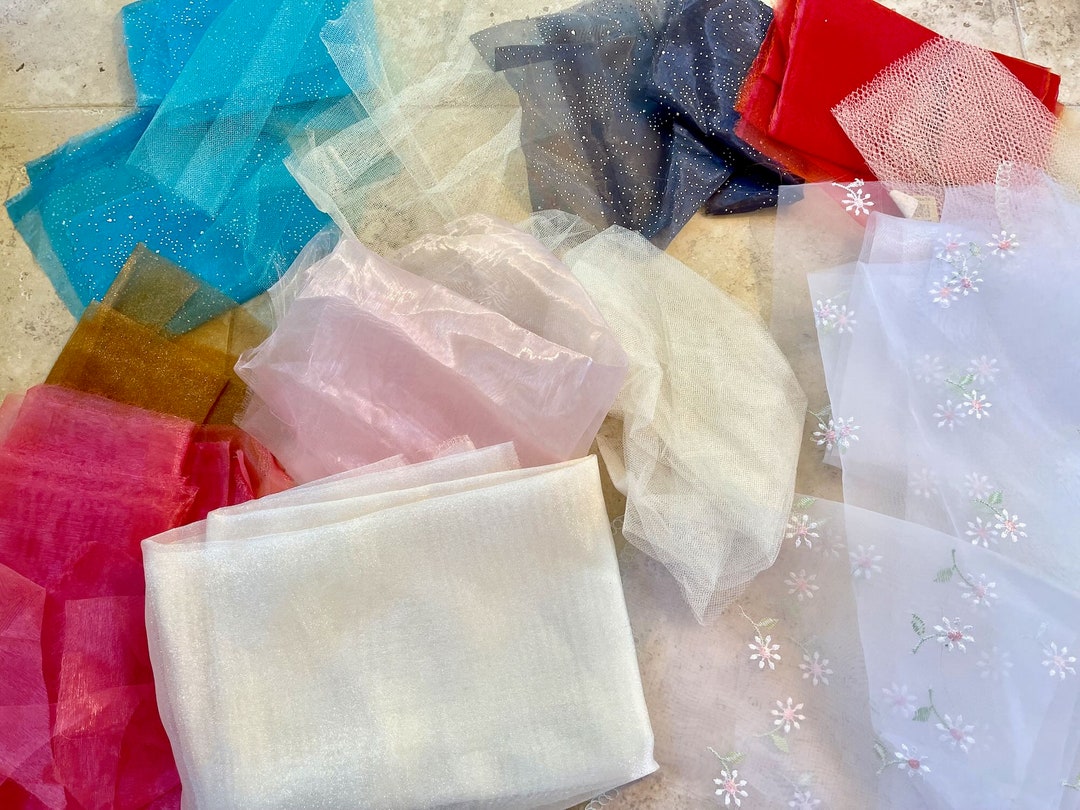 Designer Fabric Scrap Pack, Colorful Sheers, Sewing Supplies - Etsy