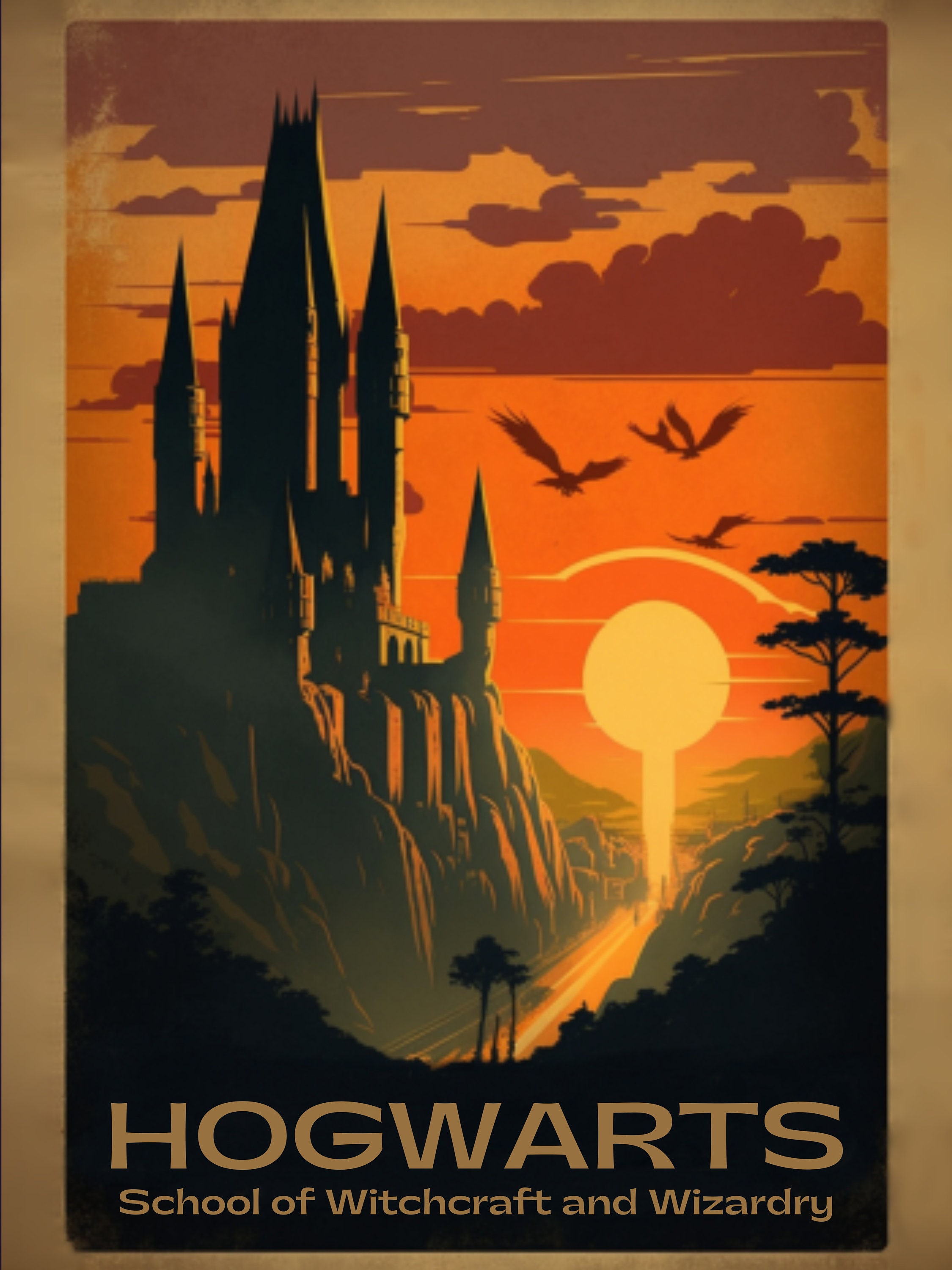 Hogwarts / Harry Potter Vintage Poster, Travel Wall Art Print, Gift for ...