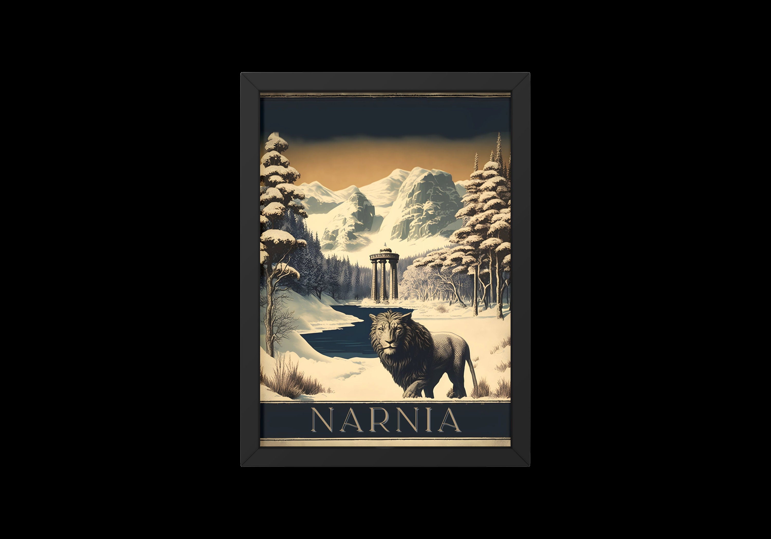 Narnia - Lion, Witch and the Wardrobe Vintage Poster, Travel Wall Art ...