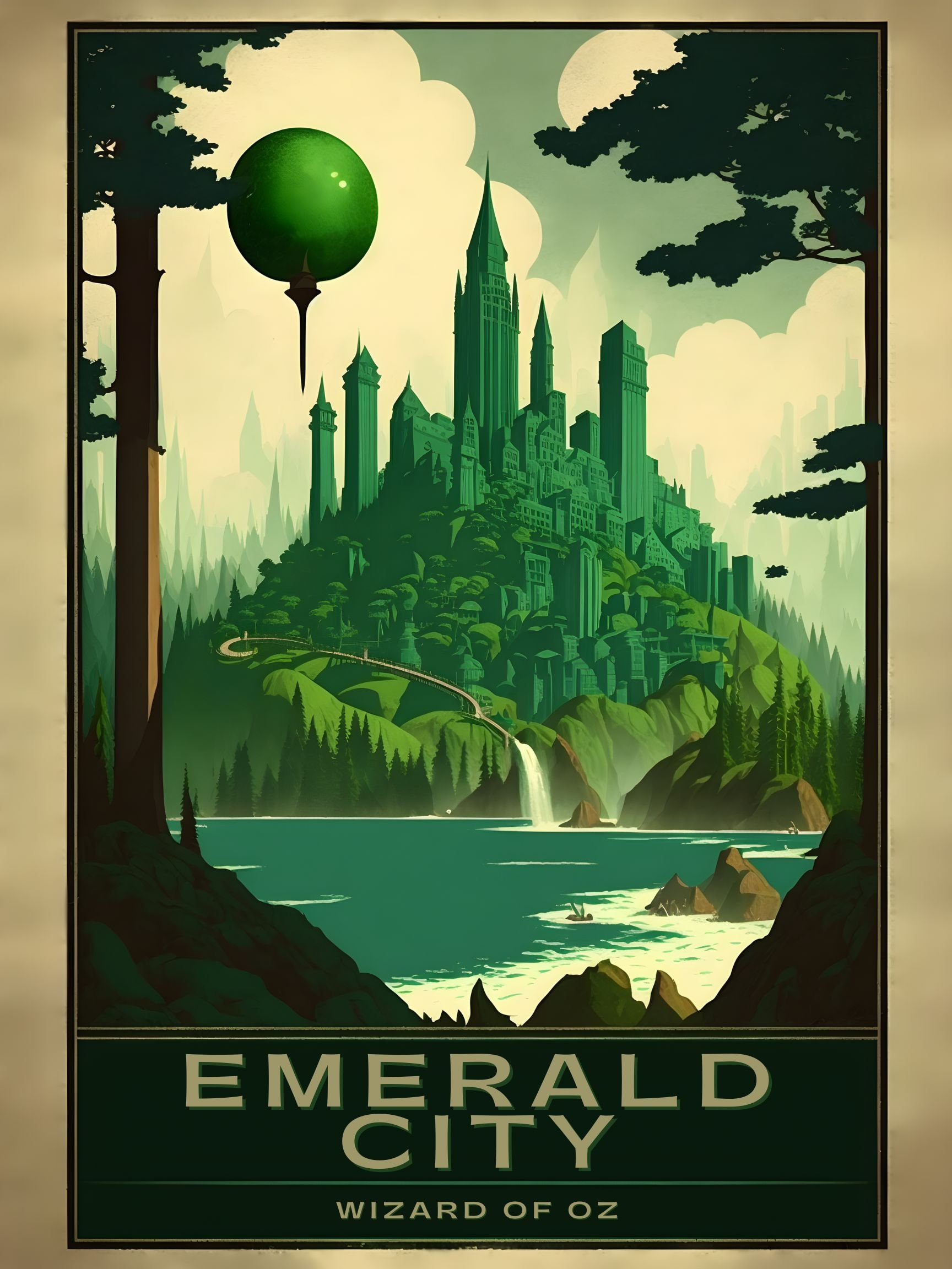 Emerald City, Oz Vintage Poster, Travel Wall Art Print, Gift for ...