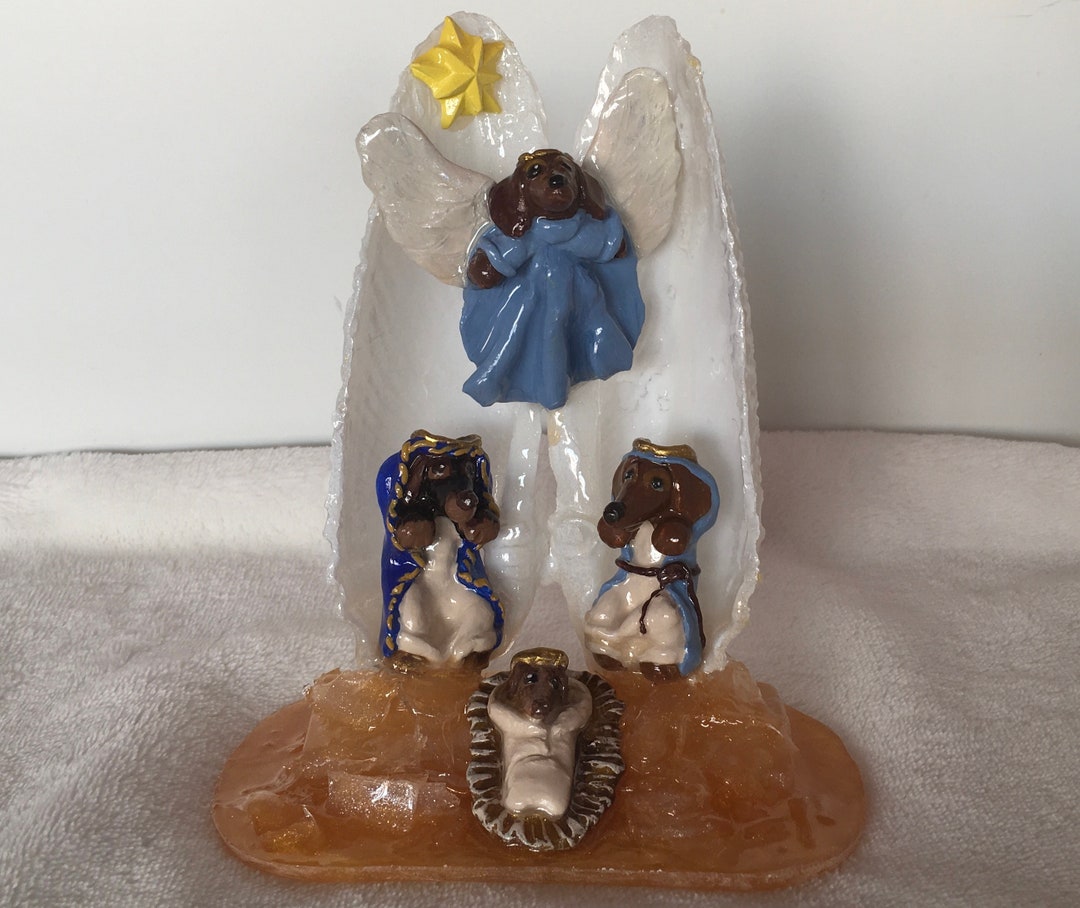Dachshund Nativity in Angel Wings - Etsy