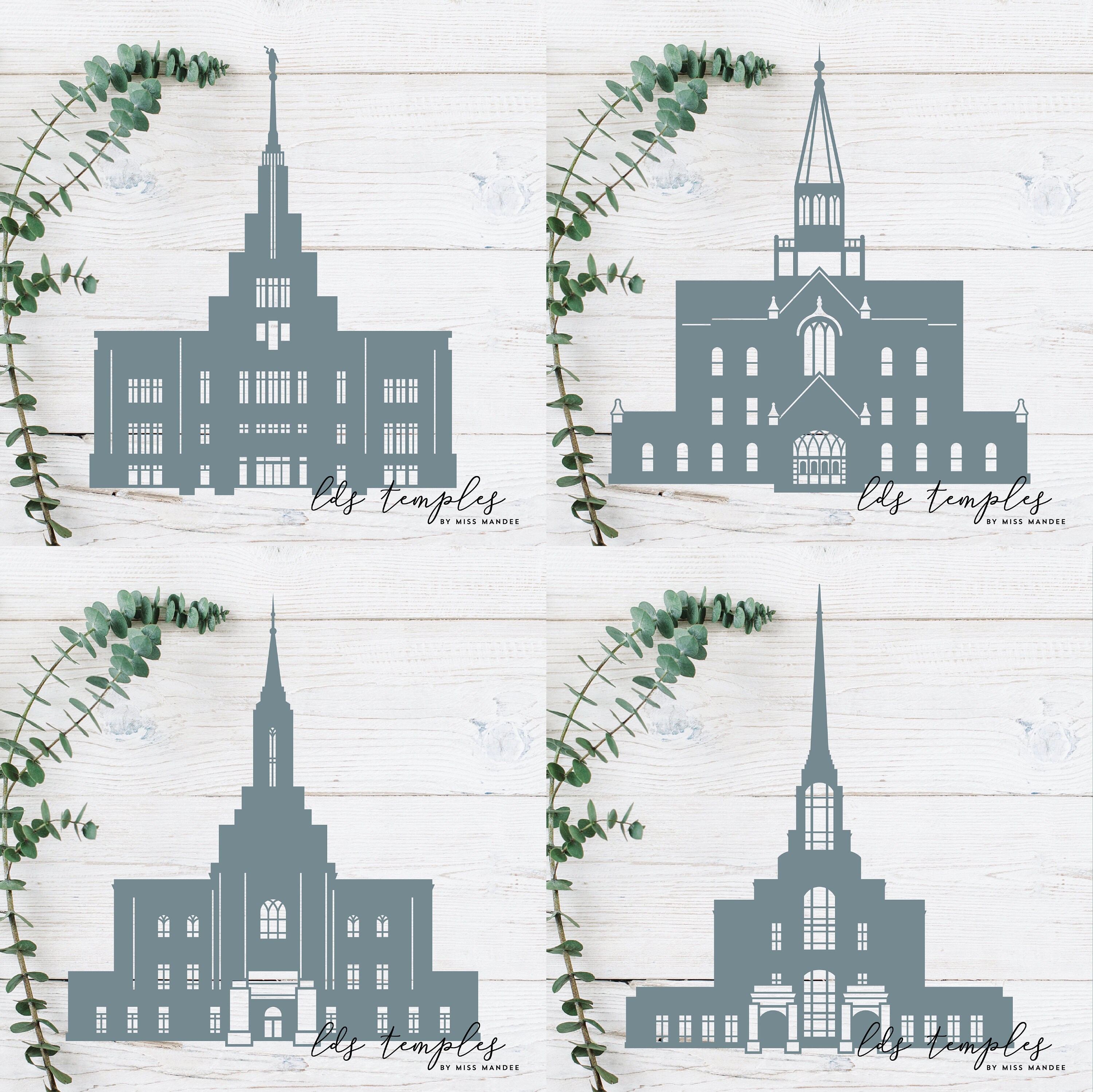 Cricut Silhouette SVG 24 Utah LDS Temple Cut Files Vector Digital ...