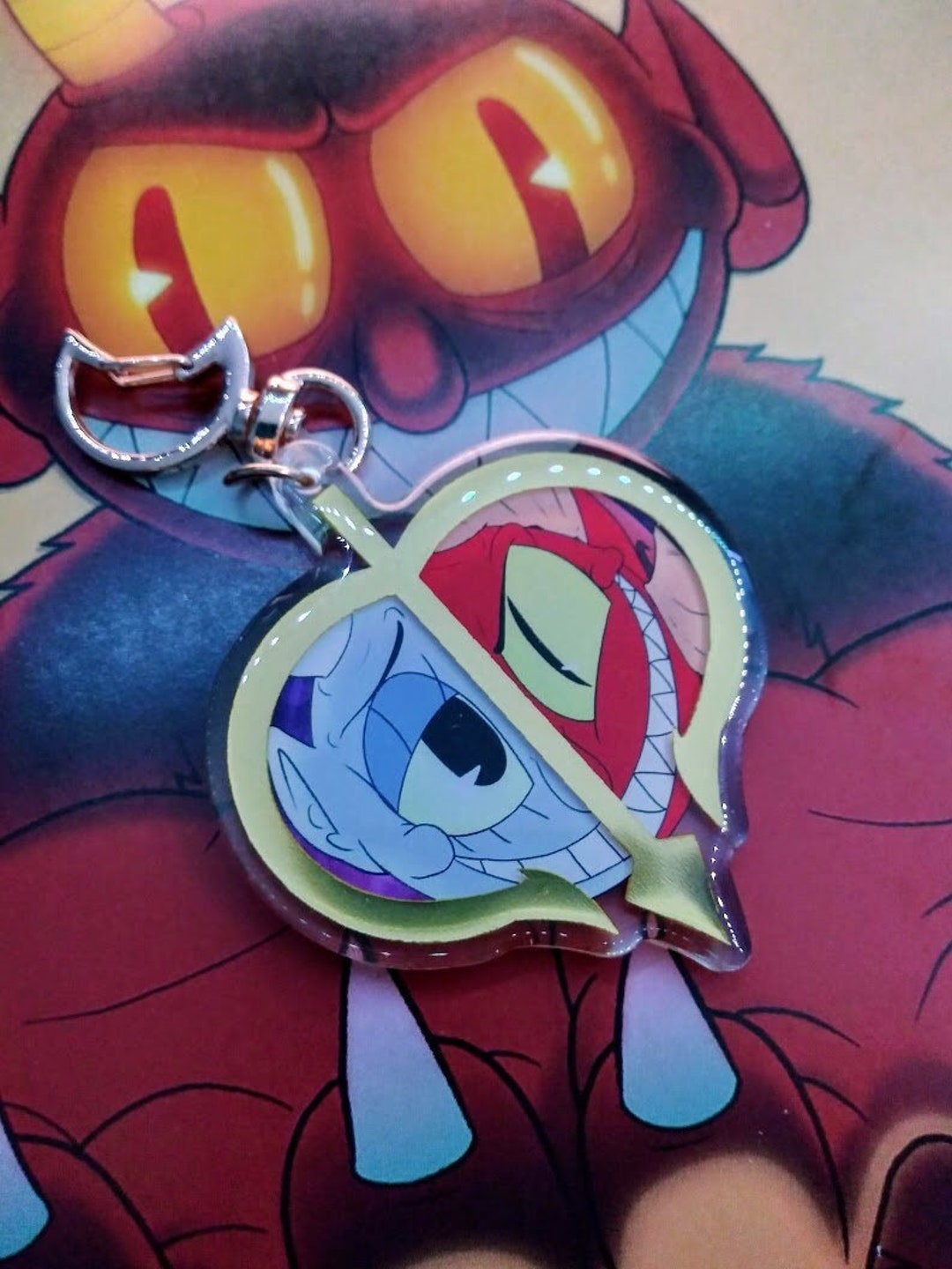 Angel and Demon Cuphead DLC Keychain Charm - Etsy