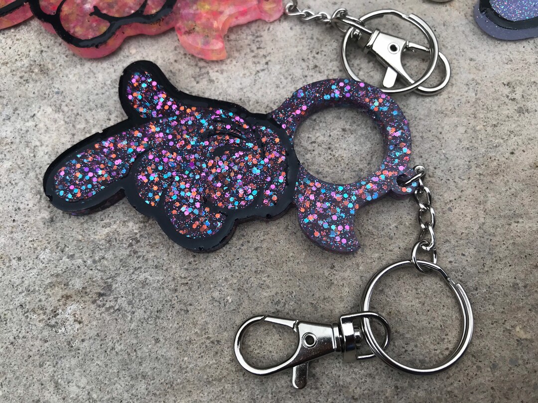 Mickey Button Pusher Keychain en Chunky Maniac Glitter Listo - Etsy España