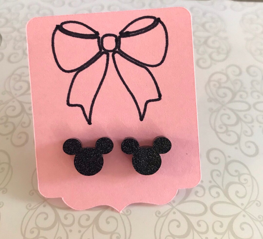 Black Glitter Mickey Mouse, Hidden Mickey Head Earrings Ready to Ship ...