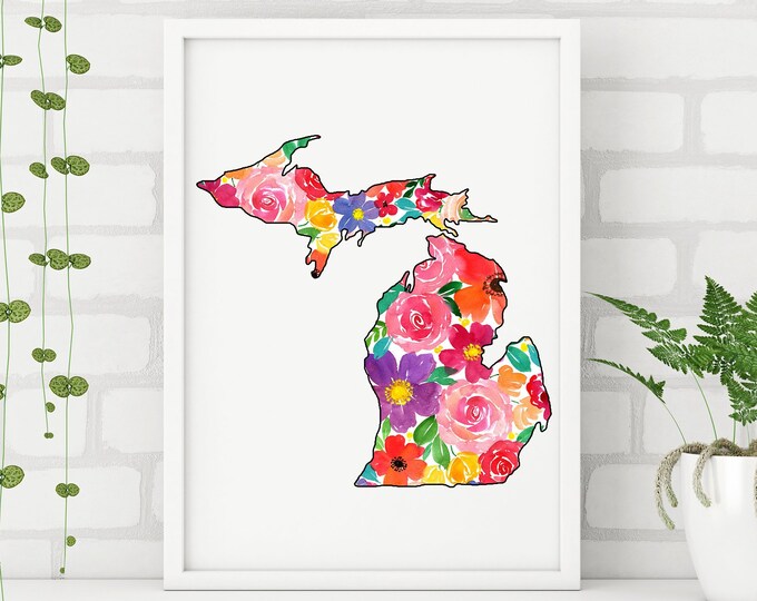 Virginia State Floral Watercolor Map Design Sticker. Vinyl - Etsy