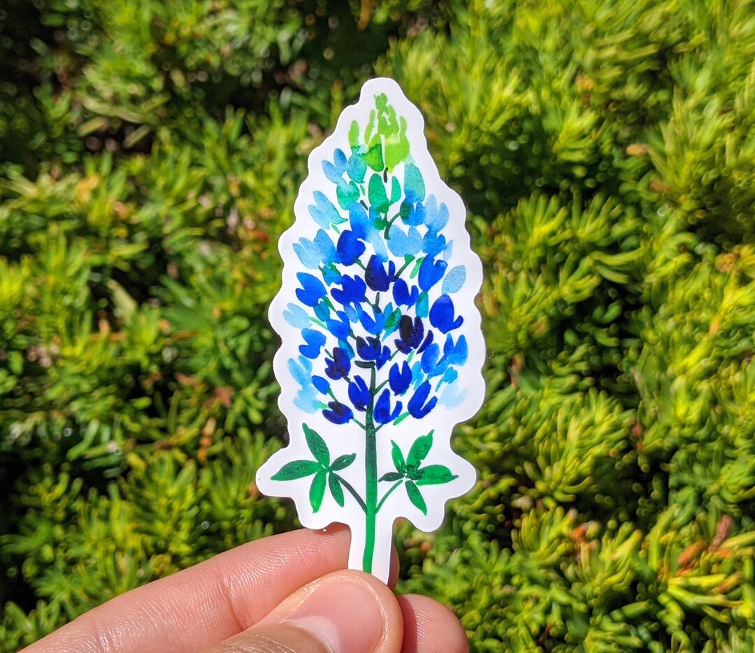 Bluebonnet Floral Vinyl Sticker. Watercolor Design Sticker. Flower ...