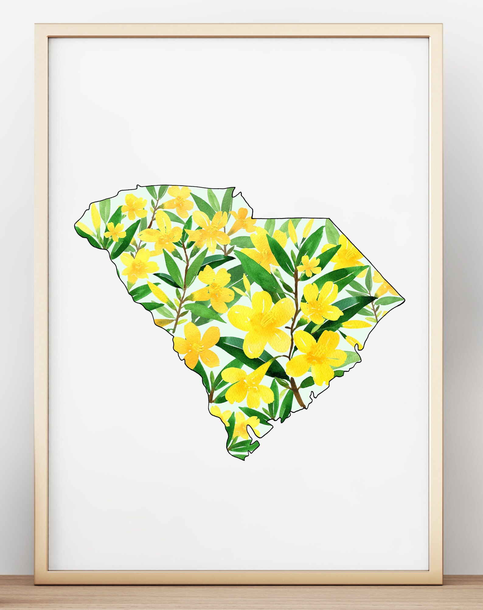 South Carolina State Floral Watercolor Print. South Carolina - Etsy