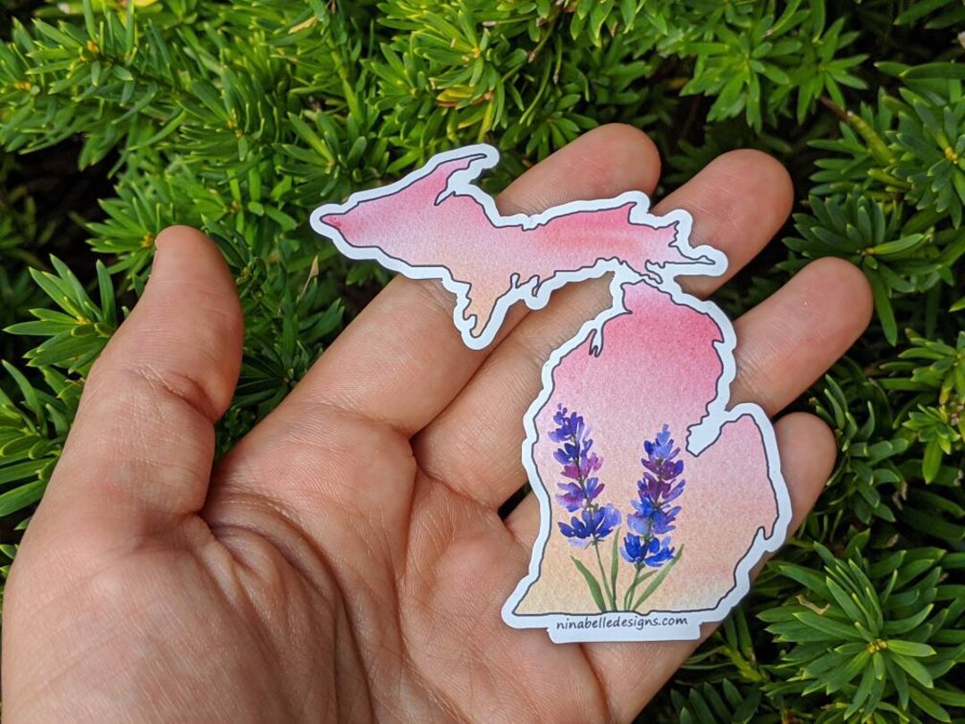 Michigan State Magnet. Michigan State Floral Watercolor Design Fridge ...