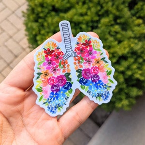 Floral Lung Vinyl Sticker, Decal Laptop Sticker. Nurse Gift Sticker ...
