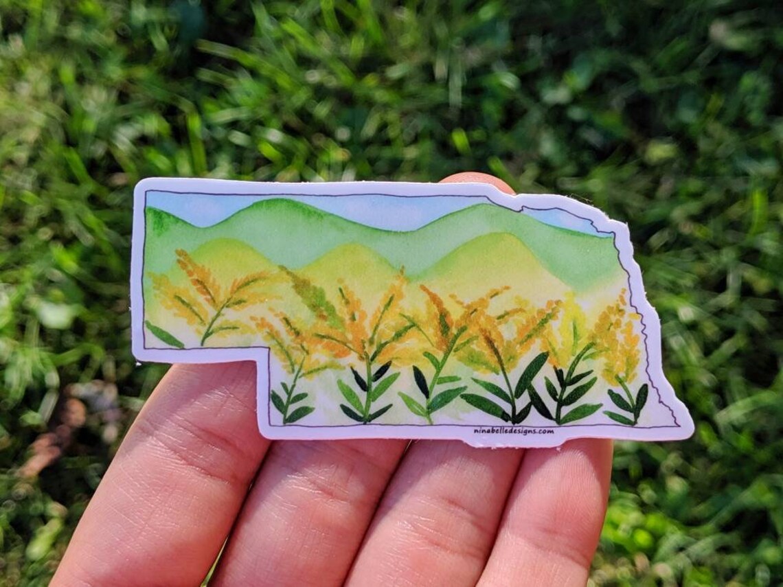 Nebraska state map watercolor sticker. vinyl decal sticker. | Etsy