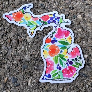 Michigan State Spring Floral Watercolor Sticker. Vinyl Decal Sticker ...