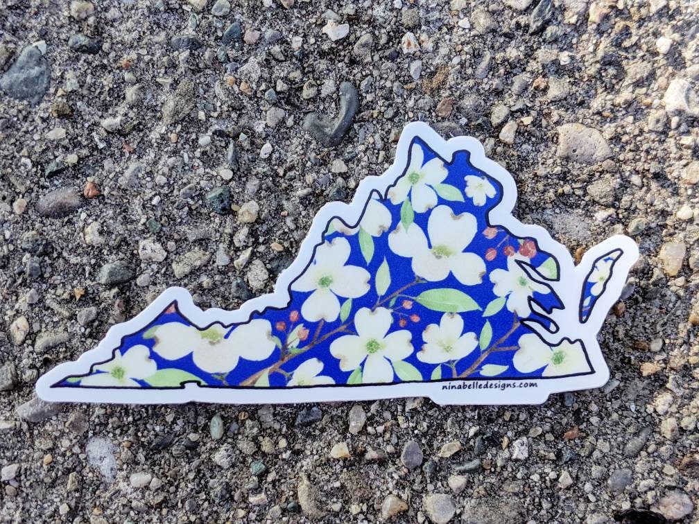 Virginia State Floral Watercolor Map Design Sticker. Vinyl | Etsy