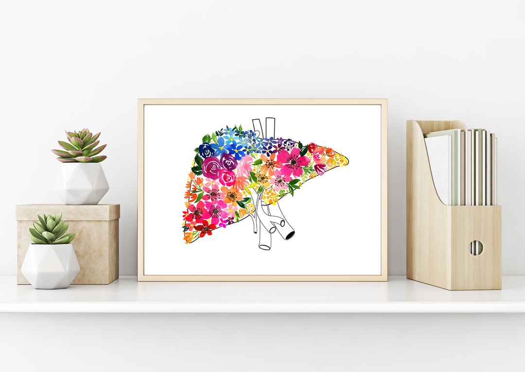 Anatomical Liver Flower Print, Gift for Doctors, Nurses. Hepatologists ...