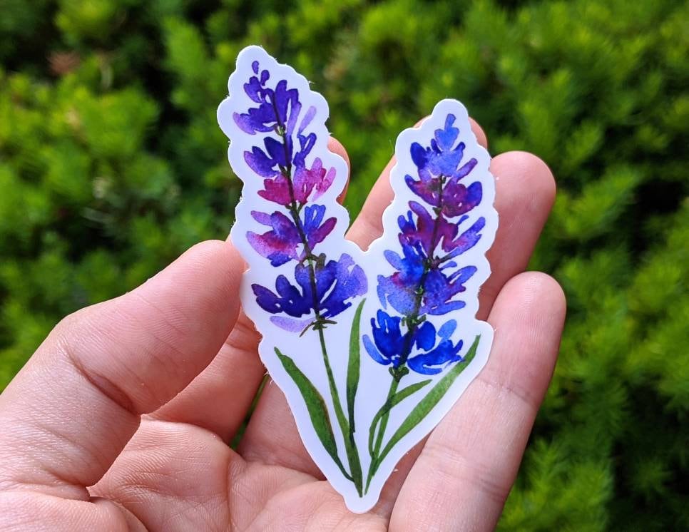 Lavender Floral Vinyl Sticker. Watercolor Design Sticker. - Etsy
