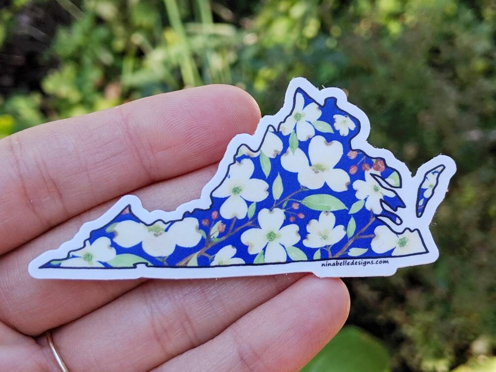 Virginia State Floral Watercolor Map Design Sticker. Vinyl | Etsy