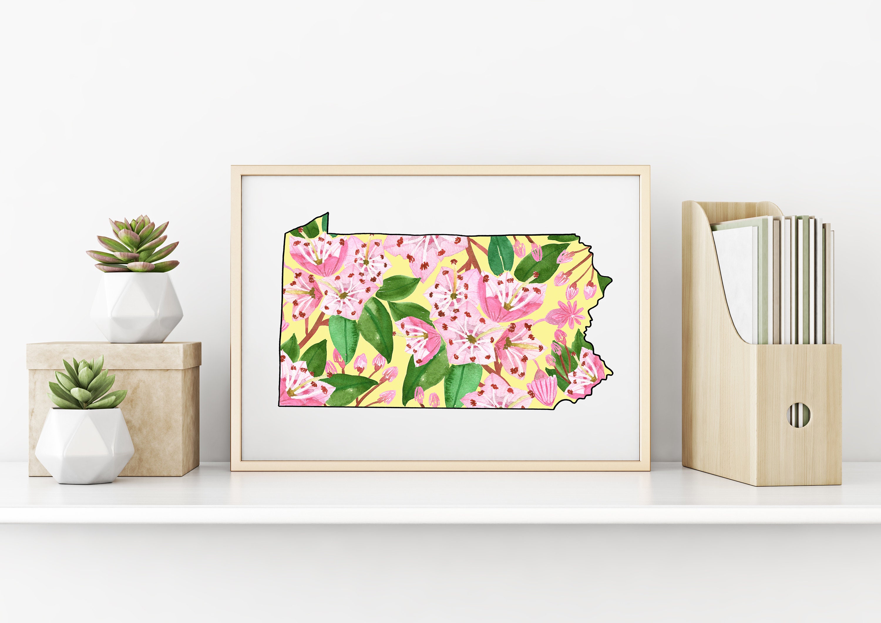 Pennsylvania State Floral Watercolor Print. Pennsylvania - Etsy