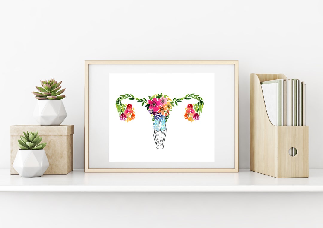 Anatomical Uterus Floral Art Print, Wall Art, Gynaecologist Wall Decor ...