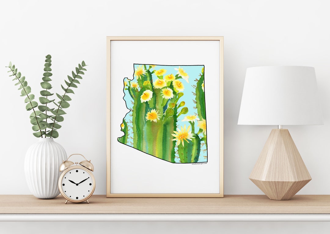 DIGITAL Arizona State Floral Watercolor Print. Arizona Wall Art. Wall ...
