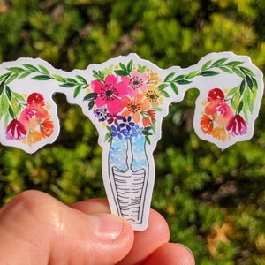 Anatomical Uterus Floral Vinyl Decal Sticker. Laptop Sticker. Nurse ...